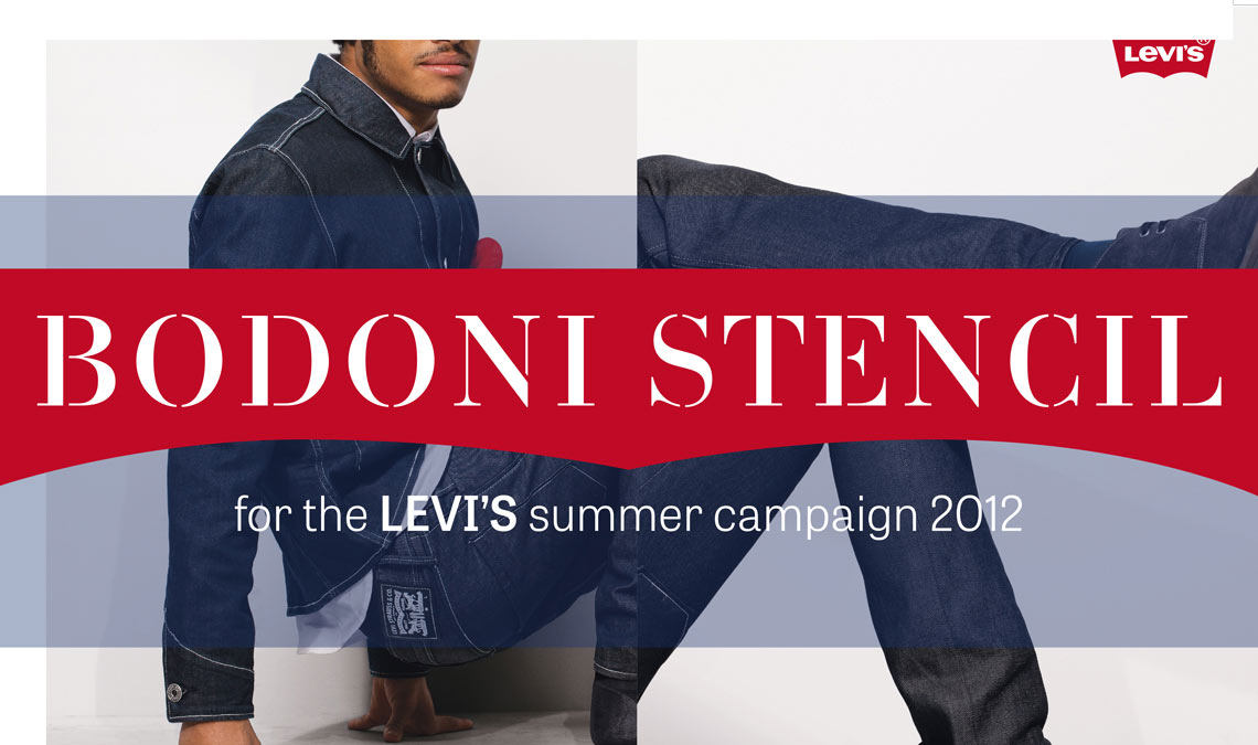 Bodoni Stencil font family for Levi's | TypeTogether